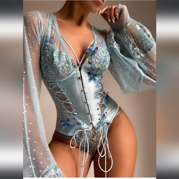 Empress Lingerie | Tops | Madam X Corset Empress Mimi London Blue Butterflies | Poshmark